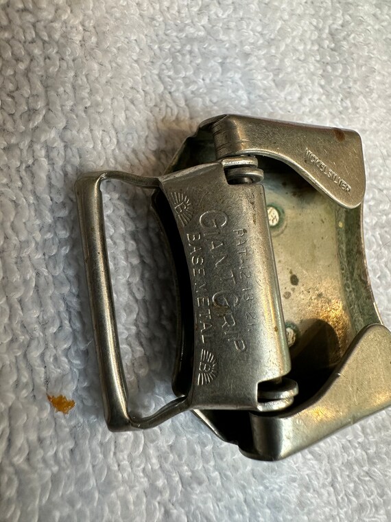 Vintage nickel plate belt buckle - Gem