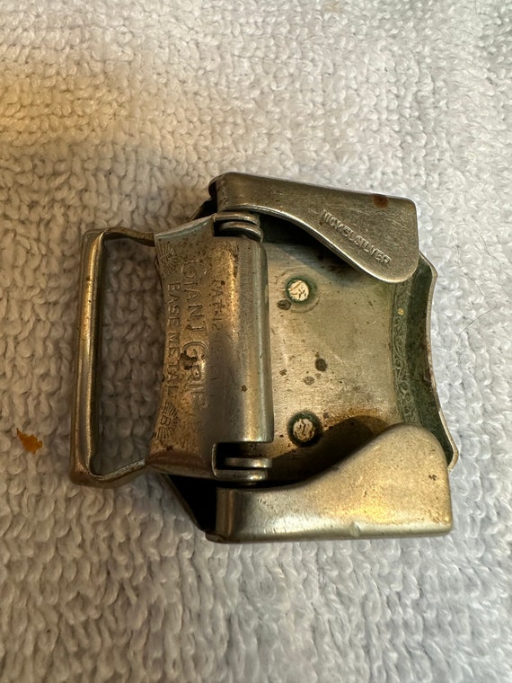 Vintage nickel plate belt buckle - Gem