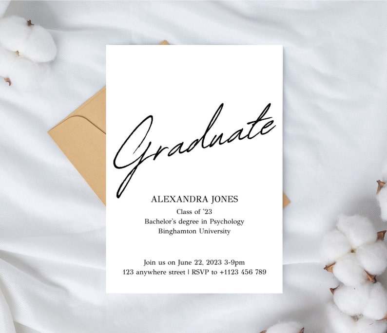 Graduation Announcement, Digital Invitation, Canva Template, Graduation ...