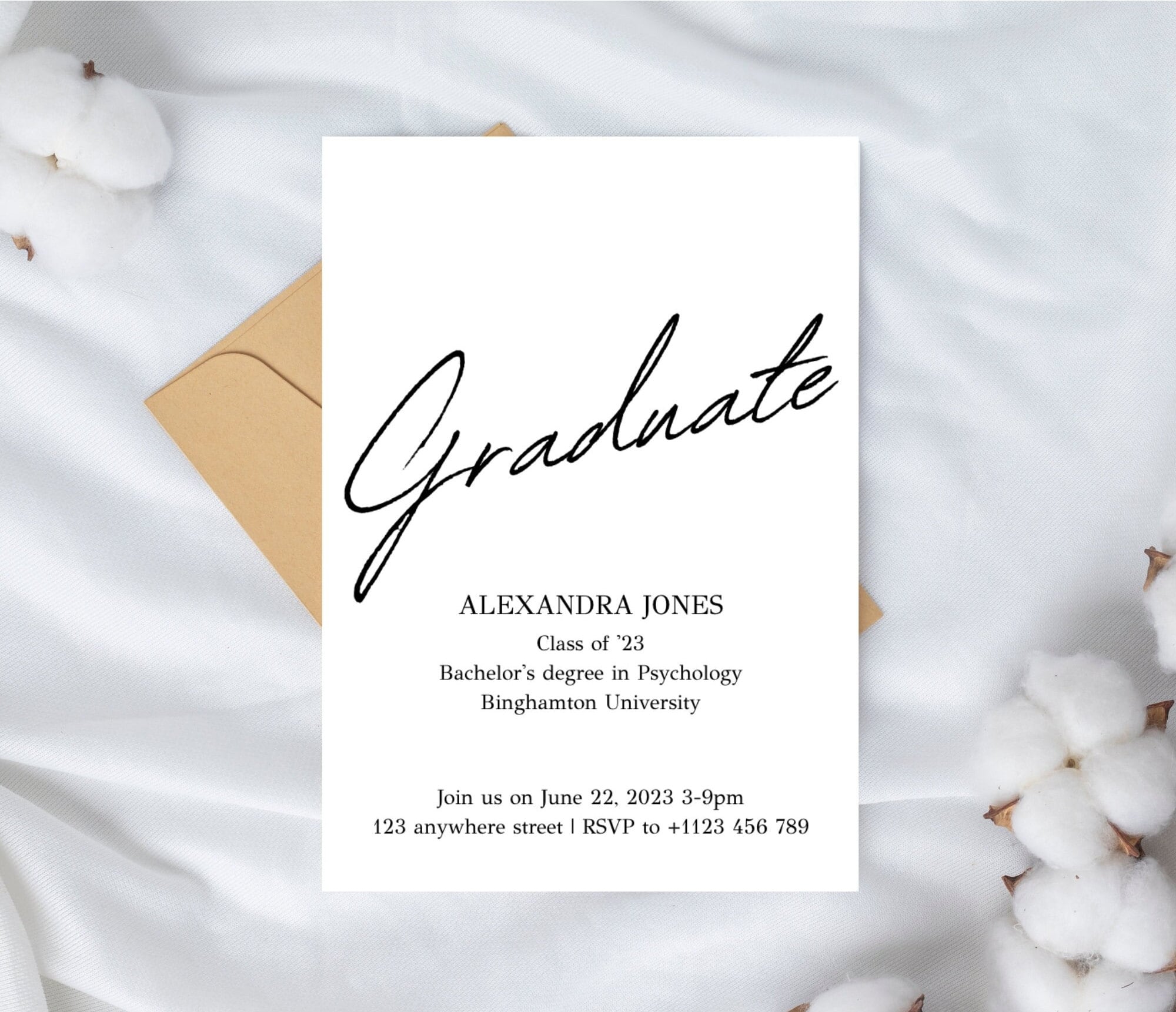 Graduation Announcement, Digital Invitation, Canva Template, Graduation ...