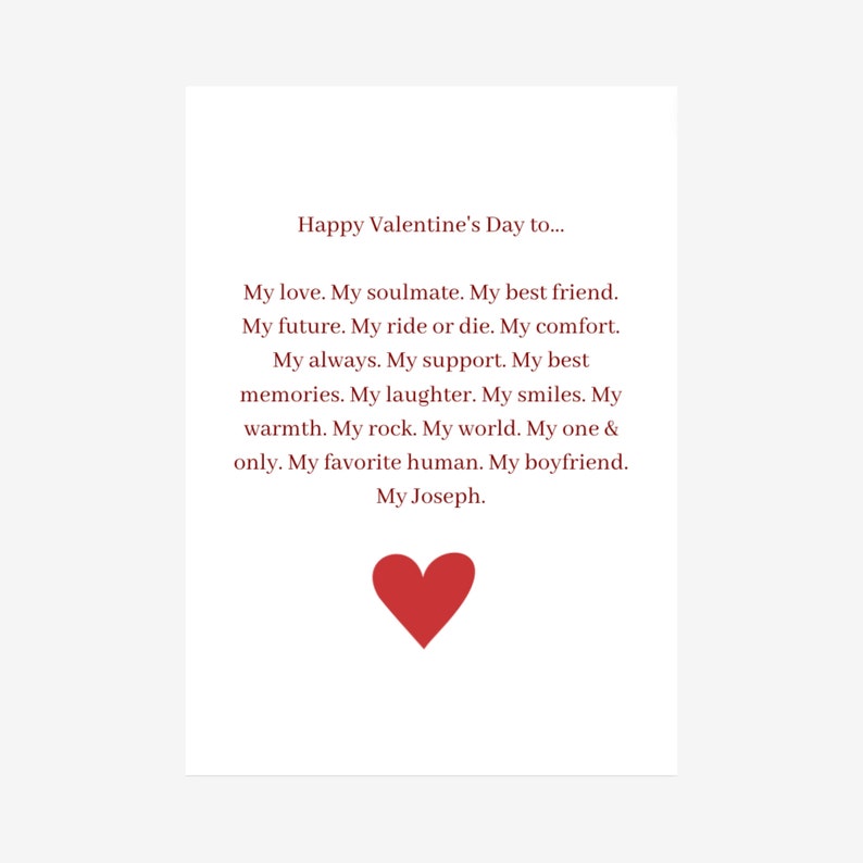 Loving Valentine's Day Card, Custom Valentine's Day Card, Cute ...