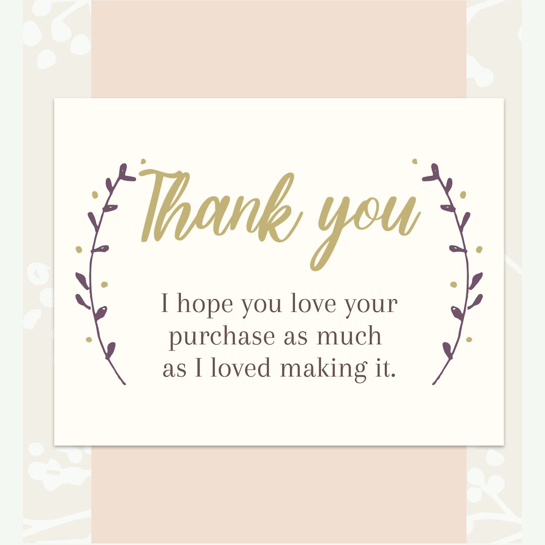 Thank You for Your Purchase Card. Canva Editable. Home Printable ...