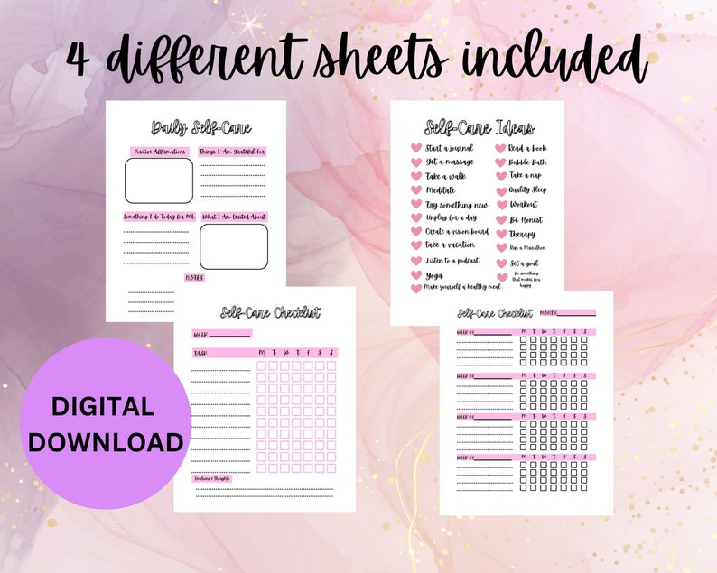Self-care Planner Checklist for Mental Health and Wellness, Motivation ...