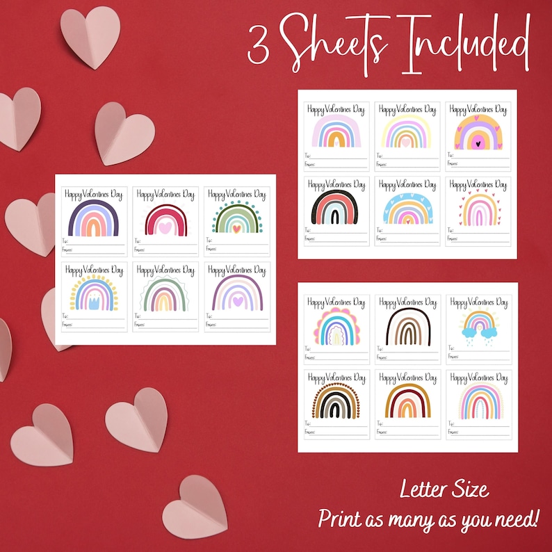 Rainbow Valentines Cards, Kids Valentines Cards, Classroom Valentines ...
