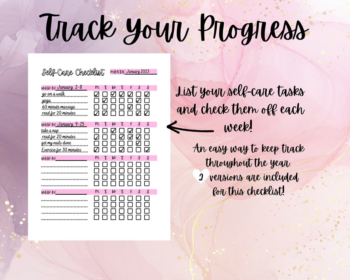 Self-care Planner Checklist for Mental Health and Wellness, Motivation ...