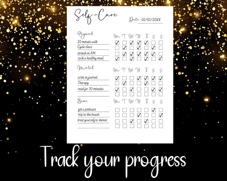 Self-care Planner Checklist for Mental Health and Wellness, Motivation ...