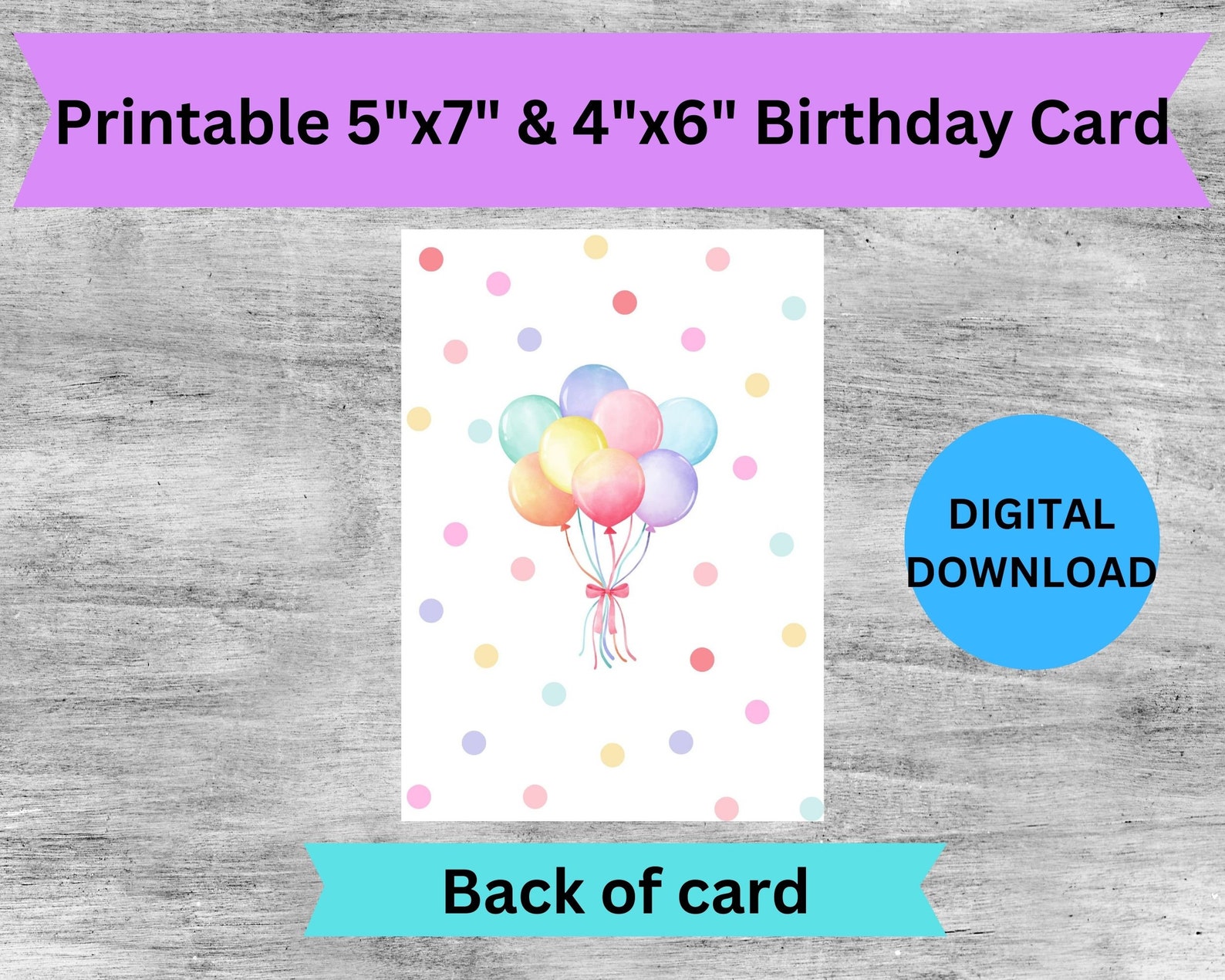 Cake Birthday Card, Printable, Digital Download, 5"x7" and 4"x6" - Etsy