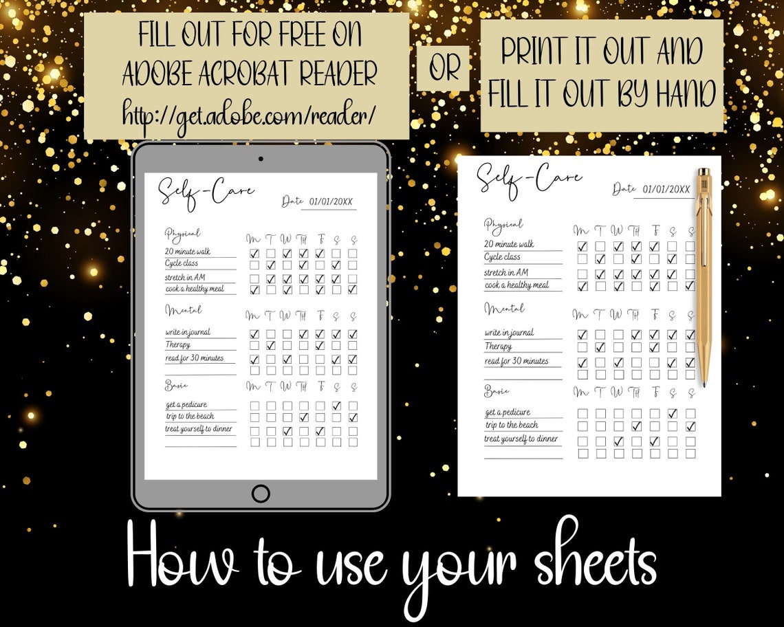 Self-care Planner Checklist for Mental Health and Wellness, Motivation ...