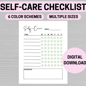Self-care Checklist Printable, Self-care Habit Tracker, Weekly Self ...