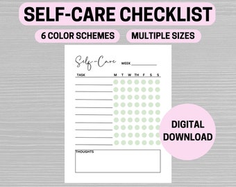 Self Care Checklist Printable PDF, Weekly Self Care Routine, Weekly ...