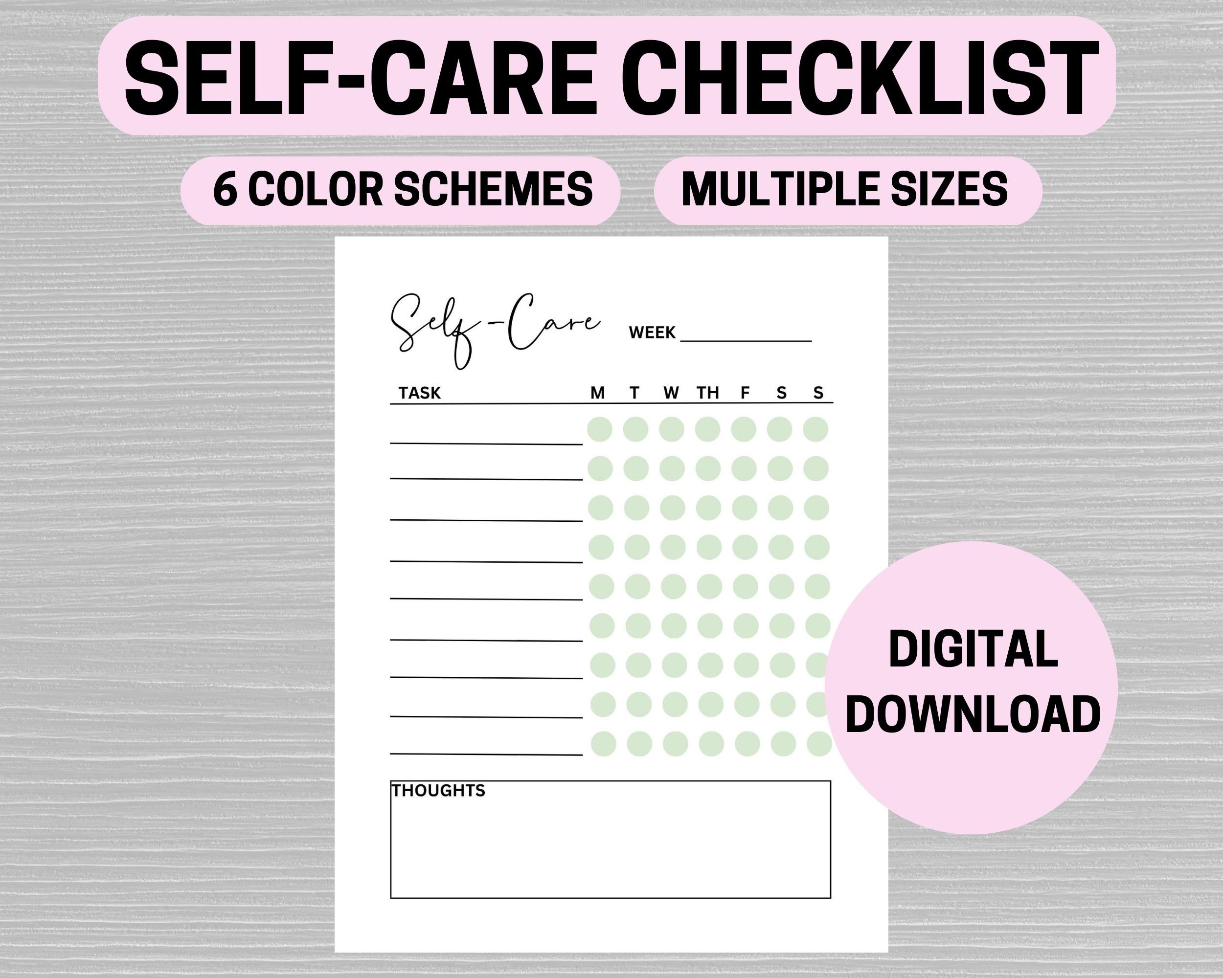 Self Care Checklist Printable Self Care Habit Tracker Weekly Self