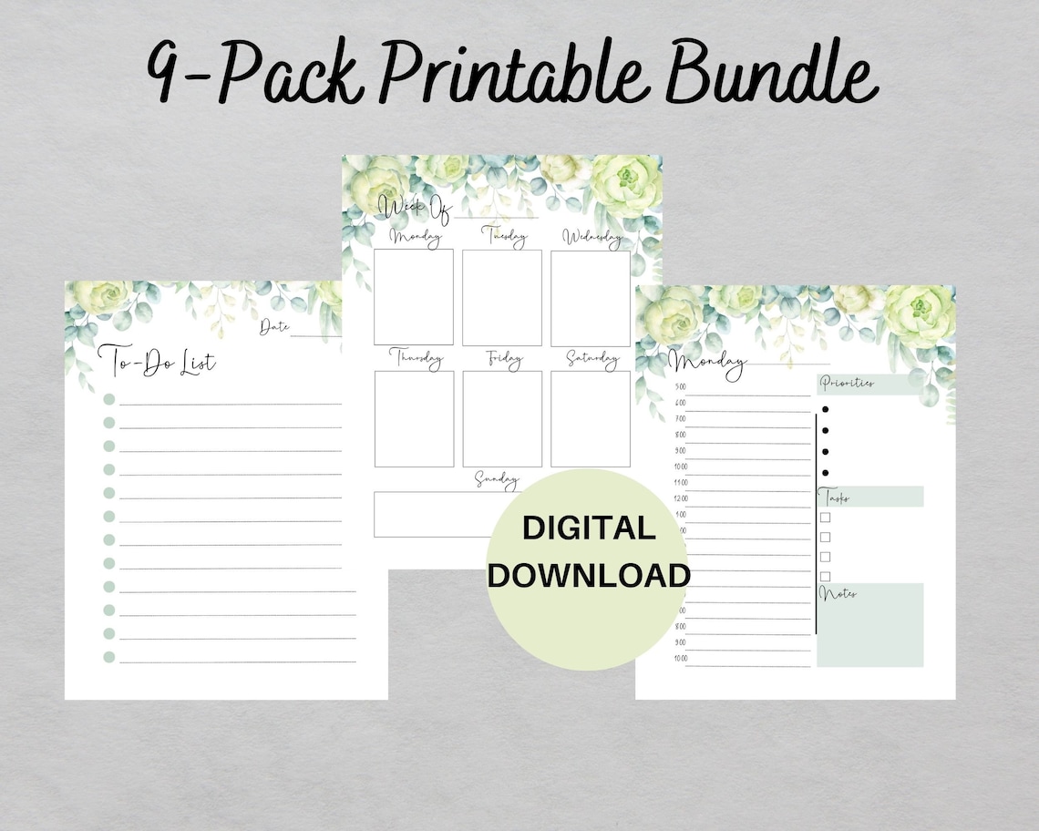 Weekly Planner Printable PDF, Personal Daily Planner, to Do Lists ...