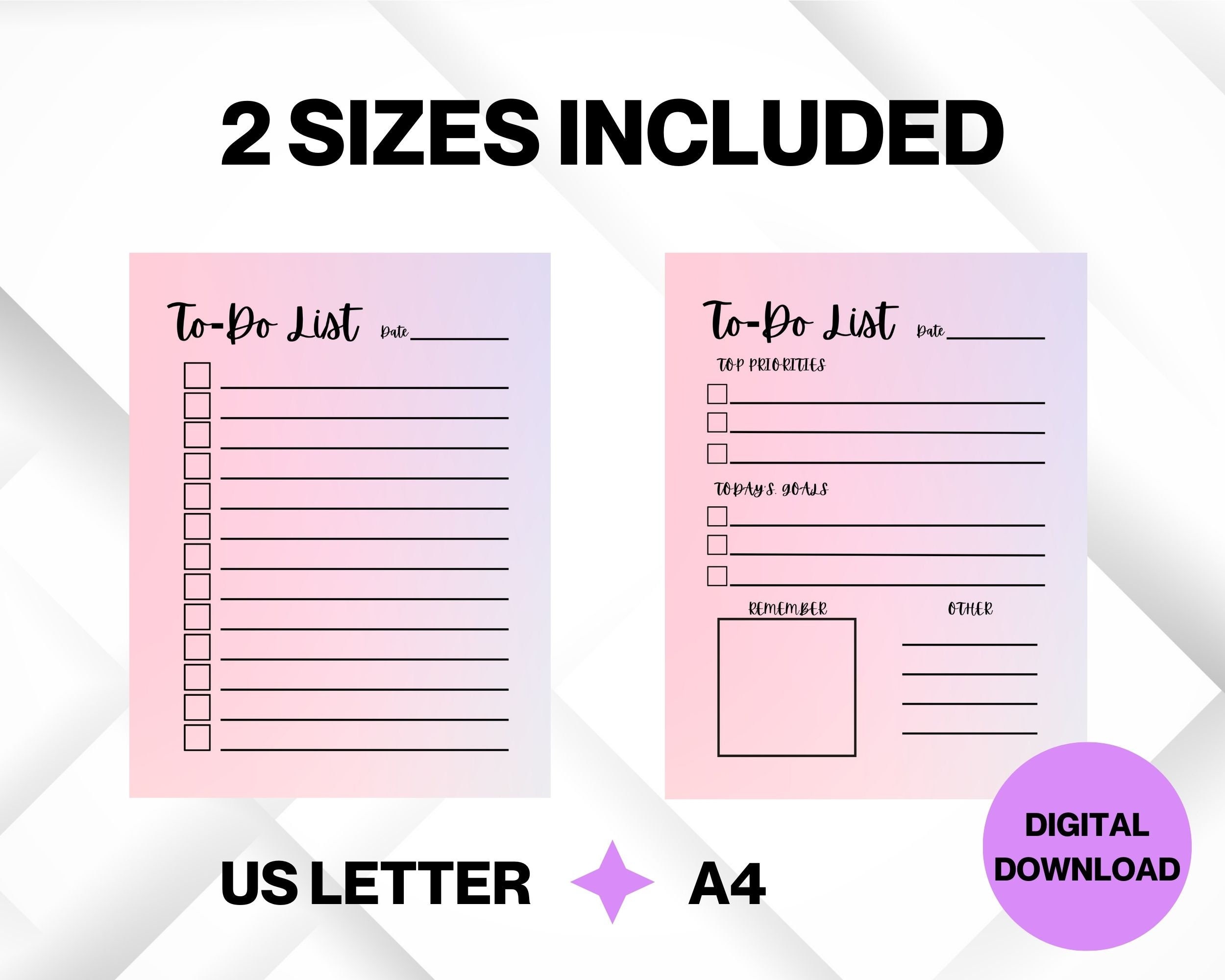 Daily TO-DO List Template, Daily Organization, Task List Template ...