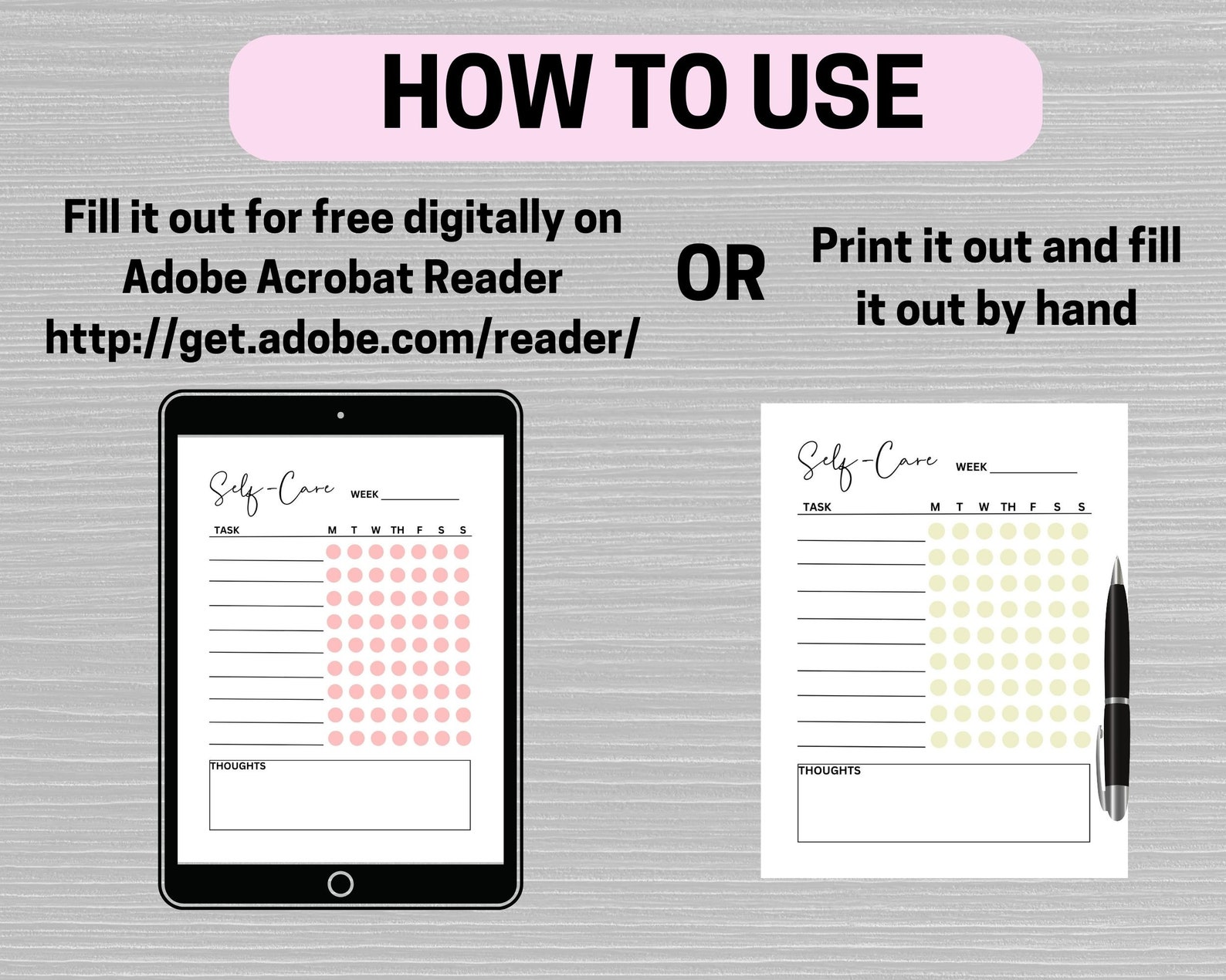 Self-care Checklist Printable, Self-care Habit Tracker, Weekly Self ...