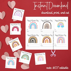 Rainbow Valentines Cards, Kids Valentines Cards, Classroom Valentines ...