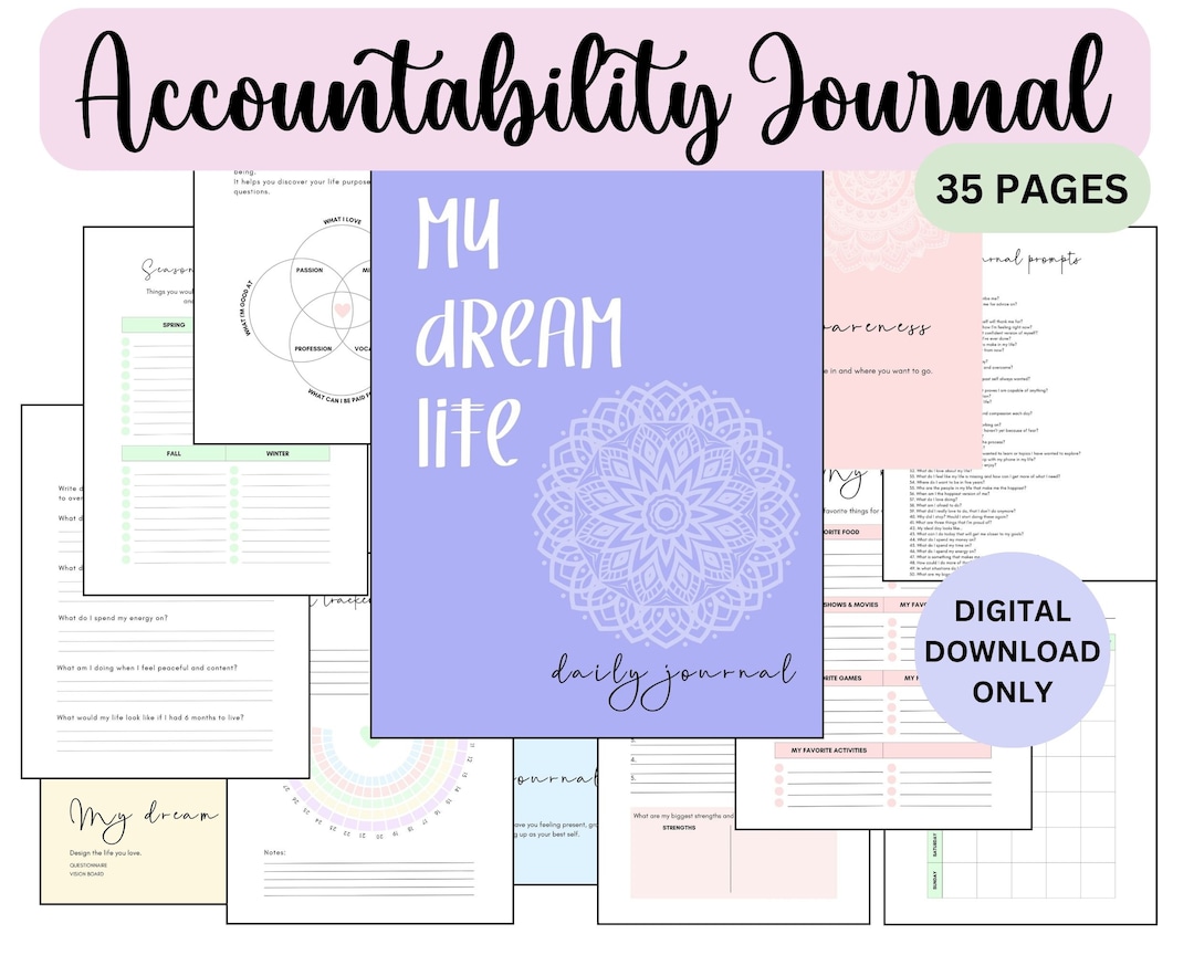 My Dream Life Journal, Self-guided Journal, Vision Board, Goal Setting ...