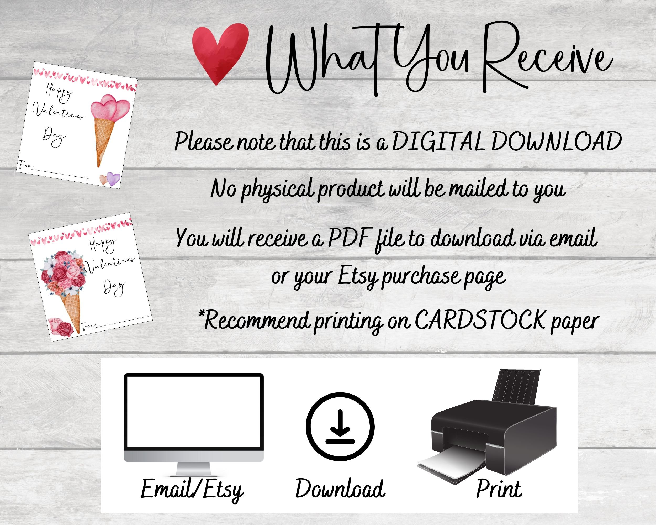 Ice Cream Cone Valentine Cards, Kids Valentine's Day Card, VDAY Cards ...