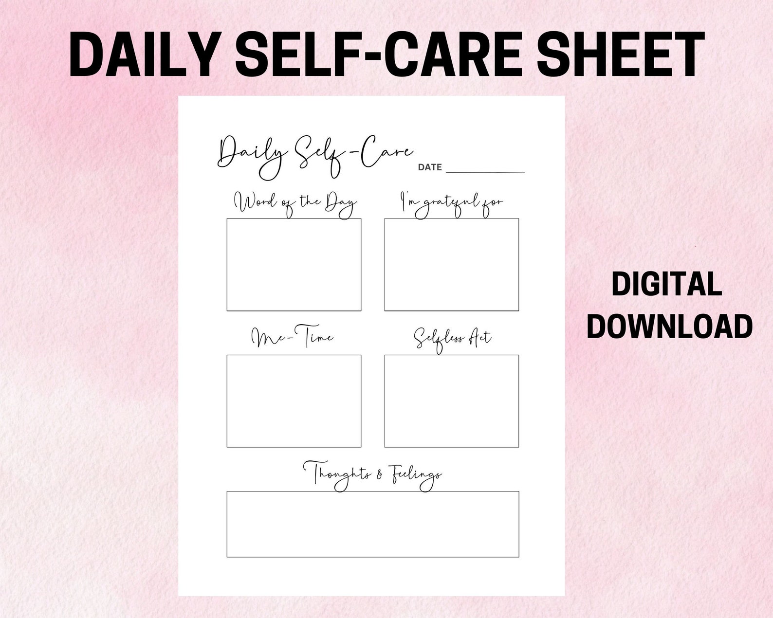 Daily Self-care Journal, Self-care Sheet, Positivity, Printable ...