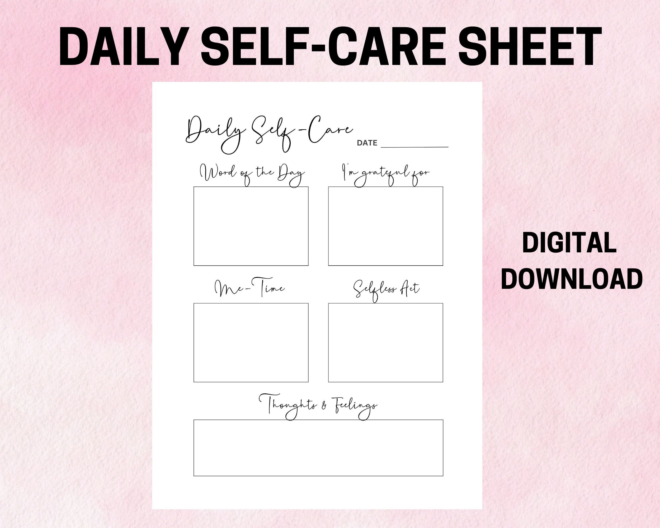 Daily Self-care Journal, Self-care Sheet, Positivity, Printable ...