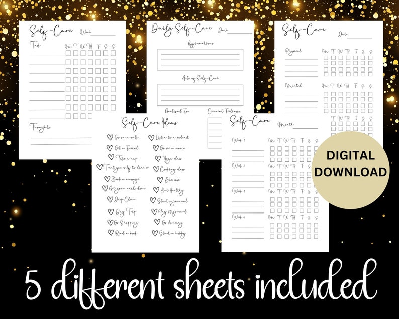 Self-care Planner Checklist for Mental Health and Wellness, Motivation ...
