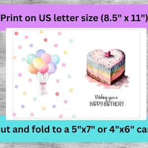 Cake Birthday Card, Printable, Digital Download, 5"x7" and 4"x6" - Etsy
