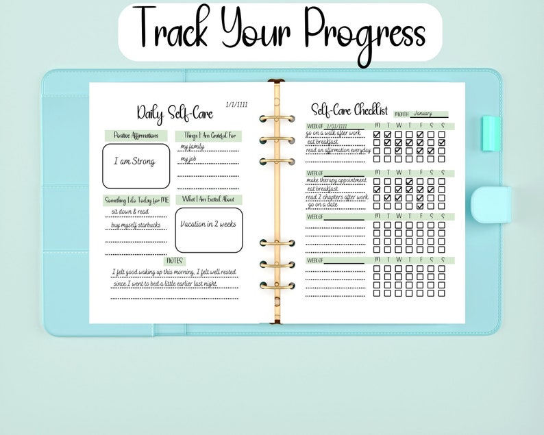 Self-care Planner Checklist for Mental Health and Wellness, Self-love ...