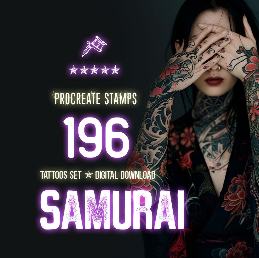 Samurai Tattoo Stamps – 196 Procreate Brushes, iPad Brushset (digital ...