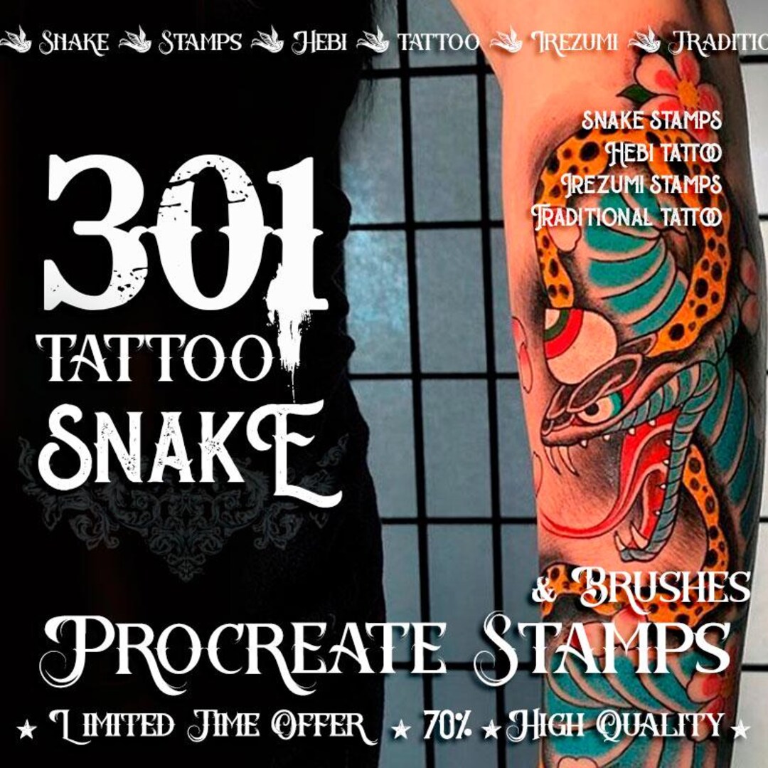 Procreate Snake Stamps Tattoo Traditional Stamp Trad Snake Brush Stamps ...
