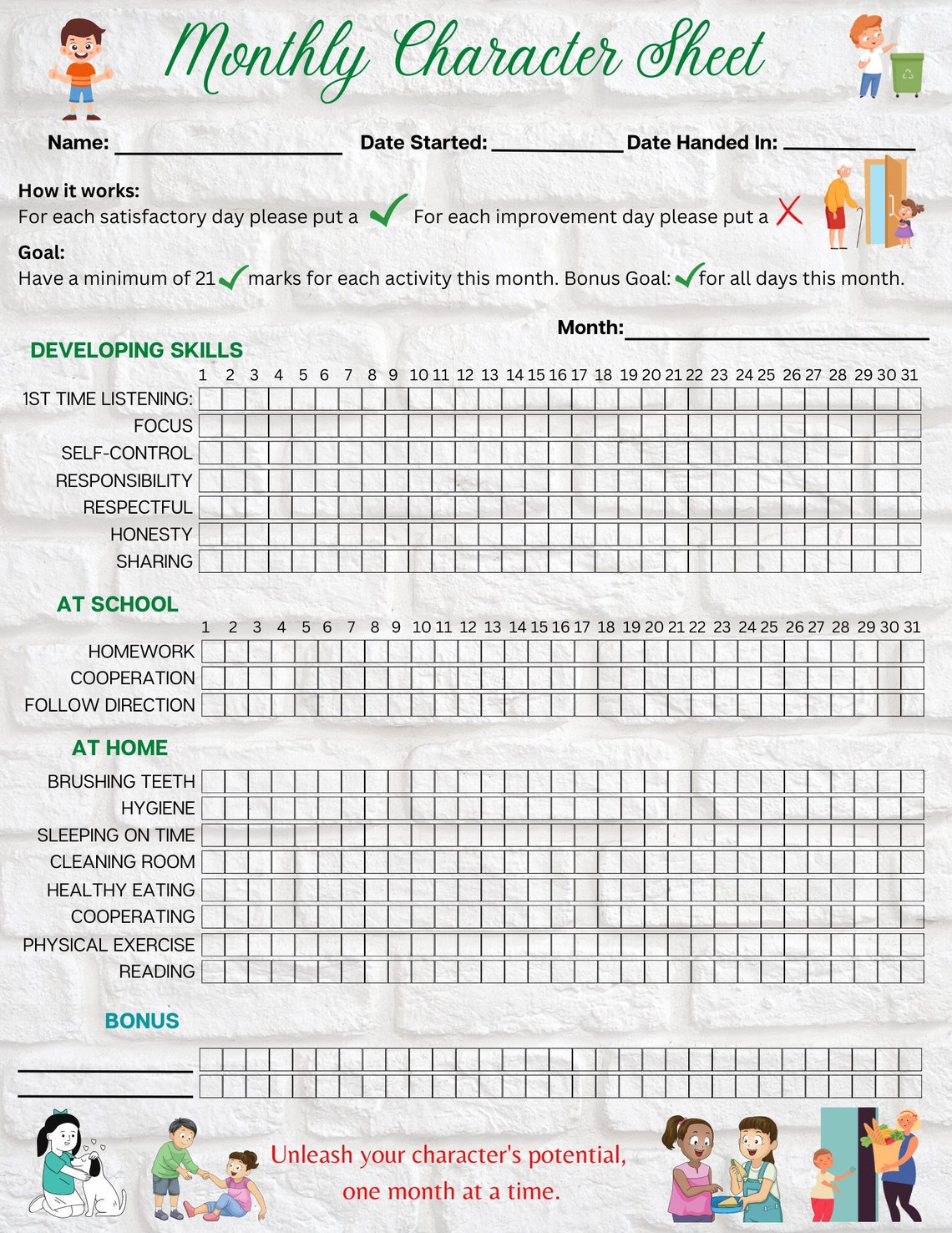 Achieve Your Kid's Character Development Goals With Our Monthly ...