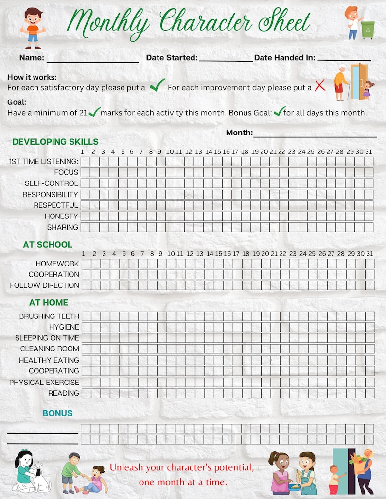 Achieve Your Kid's Character Development Goals With Our Monthly ...