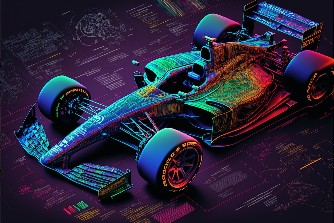Formula 1 Poster. Unique Formula 1 Car Blueprint Poster. Race Car Wall ...