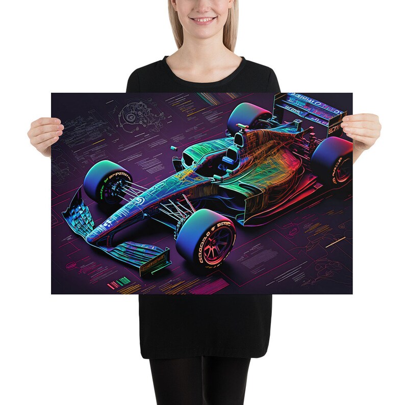 Formula 1 Poster. Unique Formula 1 Car Blueprint Poster. Race Car Wall ...