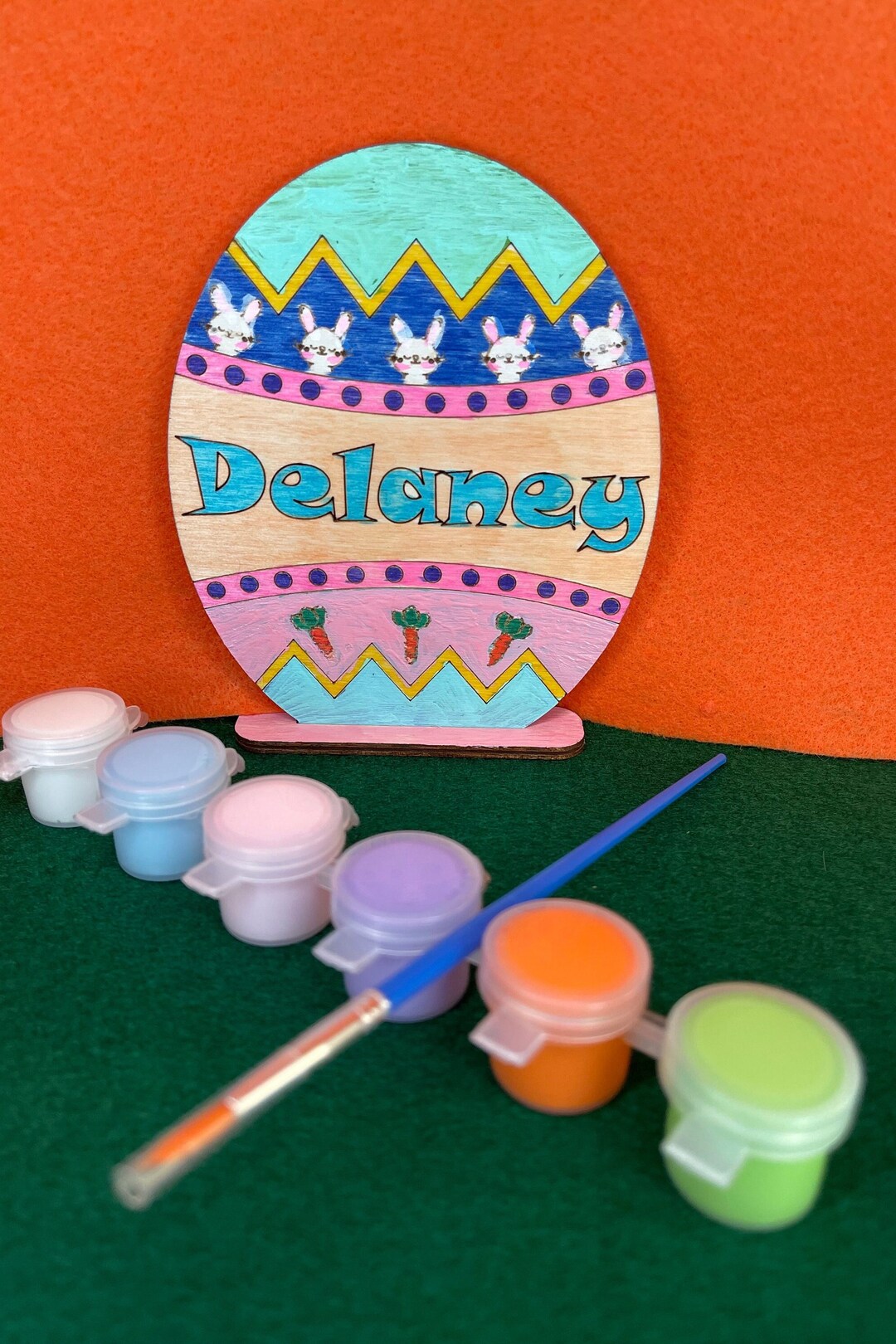 Easter Egg Craft Kit -bunnies and Carrots With Paint and Brush - Etsy