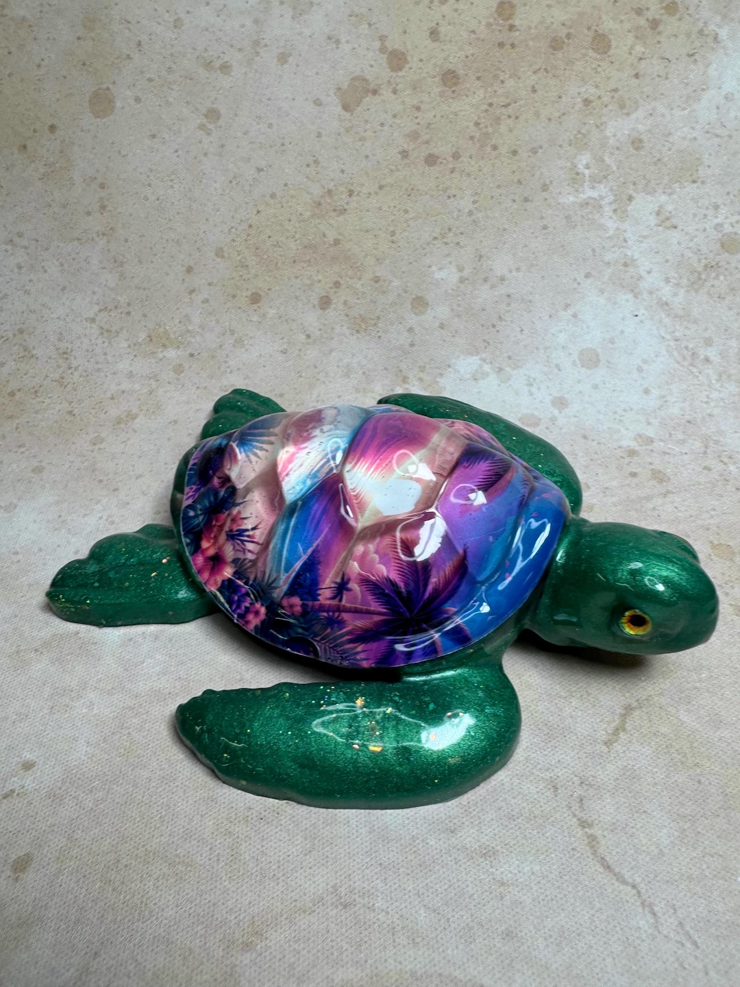 Resin Sea Turtle Sculpture | Tropical Sunset Beach Decor, Coastal ...