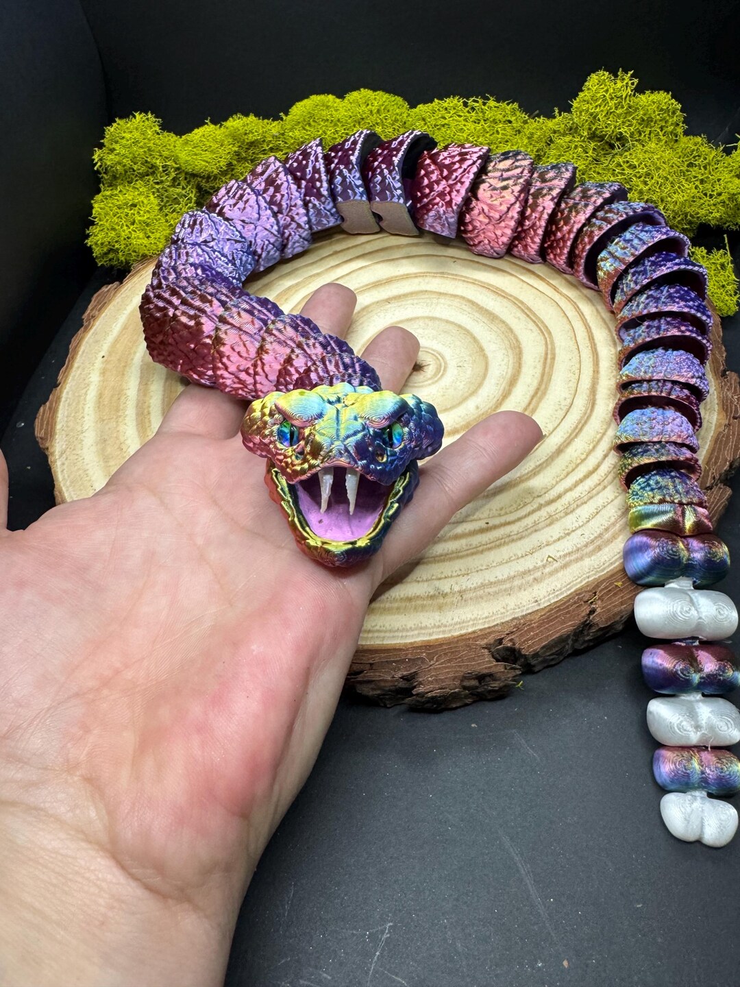 3D Printed Articulated Rattlesnake | Poseable Flexi Snake Figurine ...