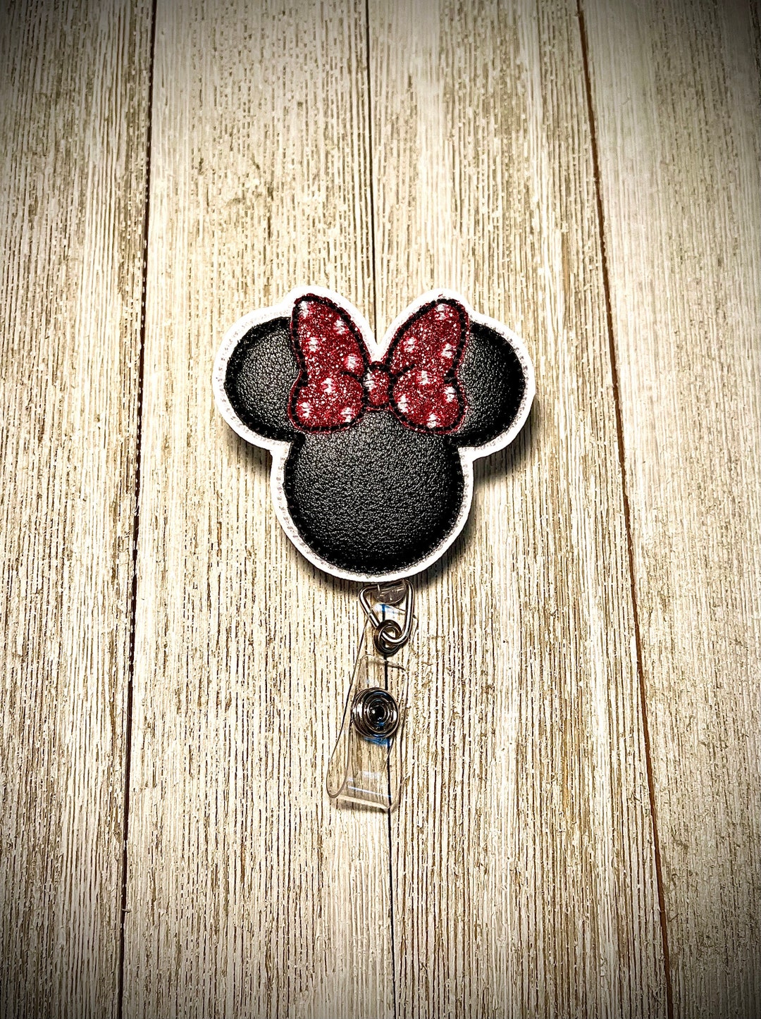 Minnie Inspired Mouse Head Badge Reel/disney - Etsy