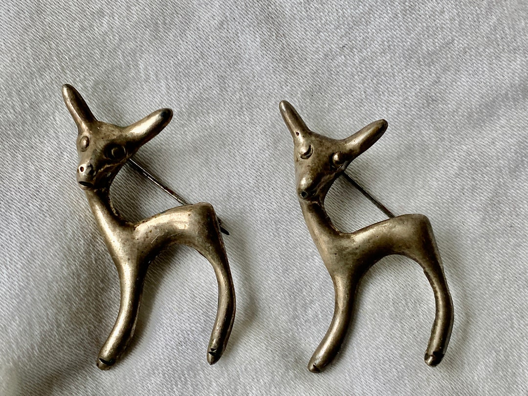 Modernist Mexican Silver Deer Pin Set - Etsy