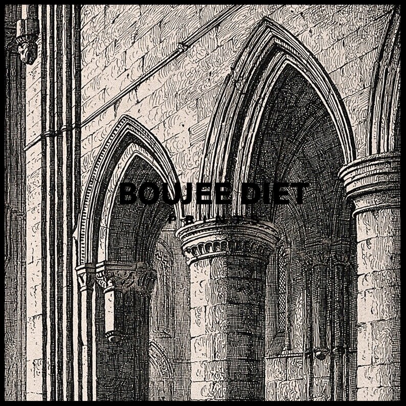 Gothic Architecture Sketch Art Vintage Architecture Wall Art Dark ...