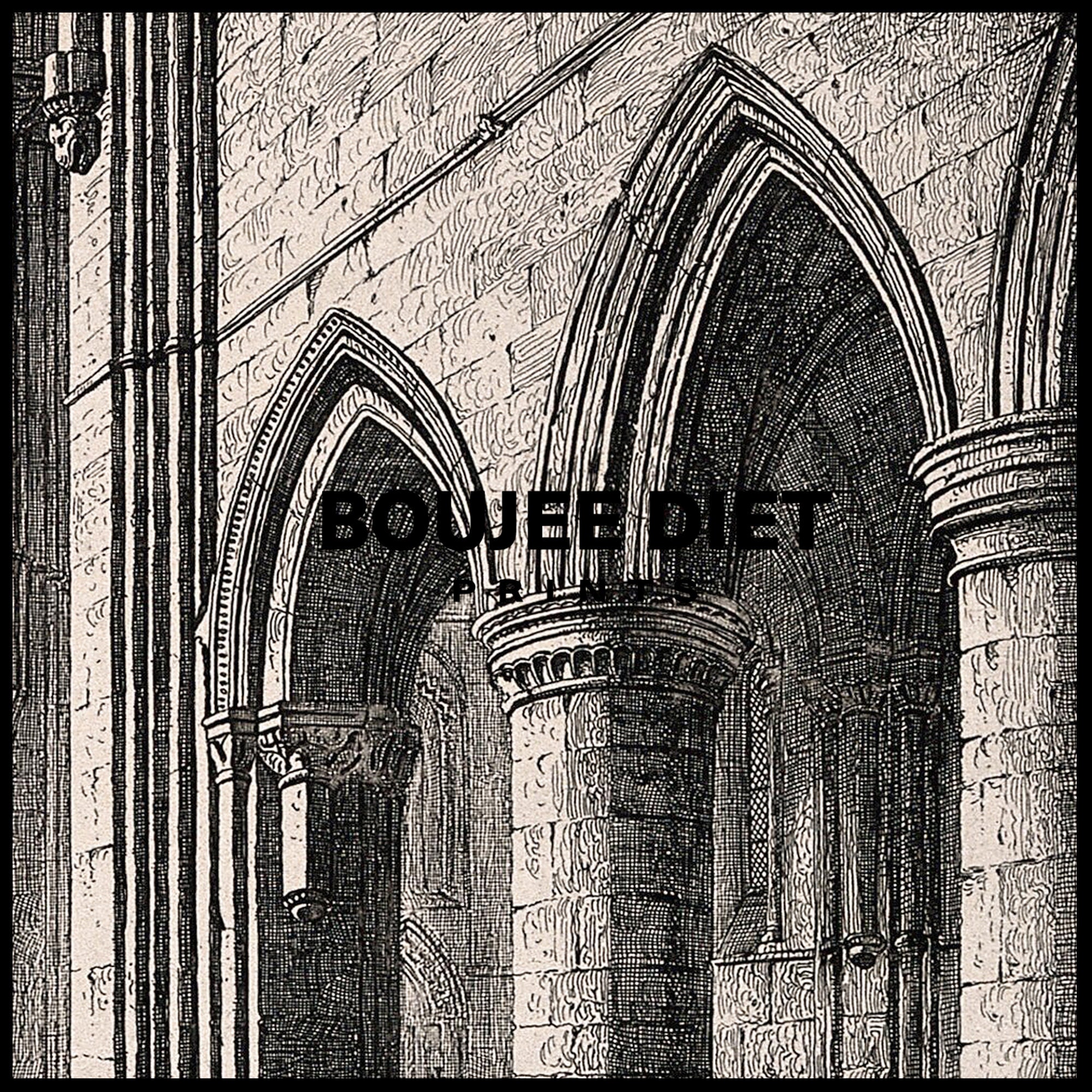 Gothic Architecture Sketch Art Vintage Architecture Wall Art Dark ...