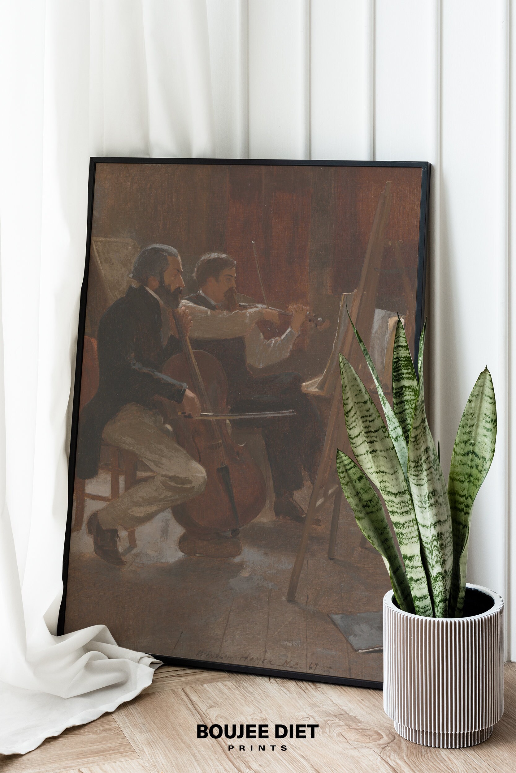 Vintage Music Studio Interior Cello Print Warm Tone Art Decor Classical ...