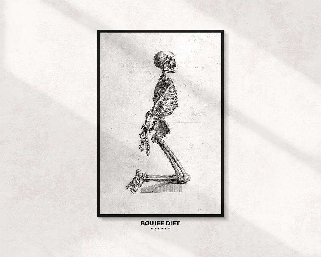 Skeleton Praying Skeleton Sketch Printable Halloween Wall Art Halloween ...