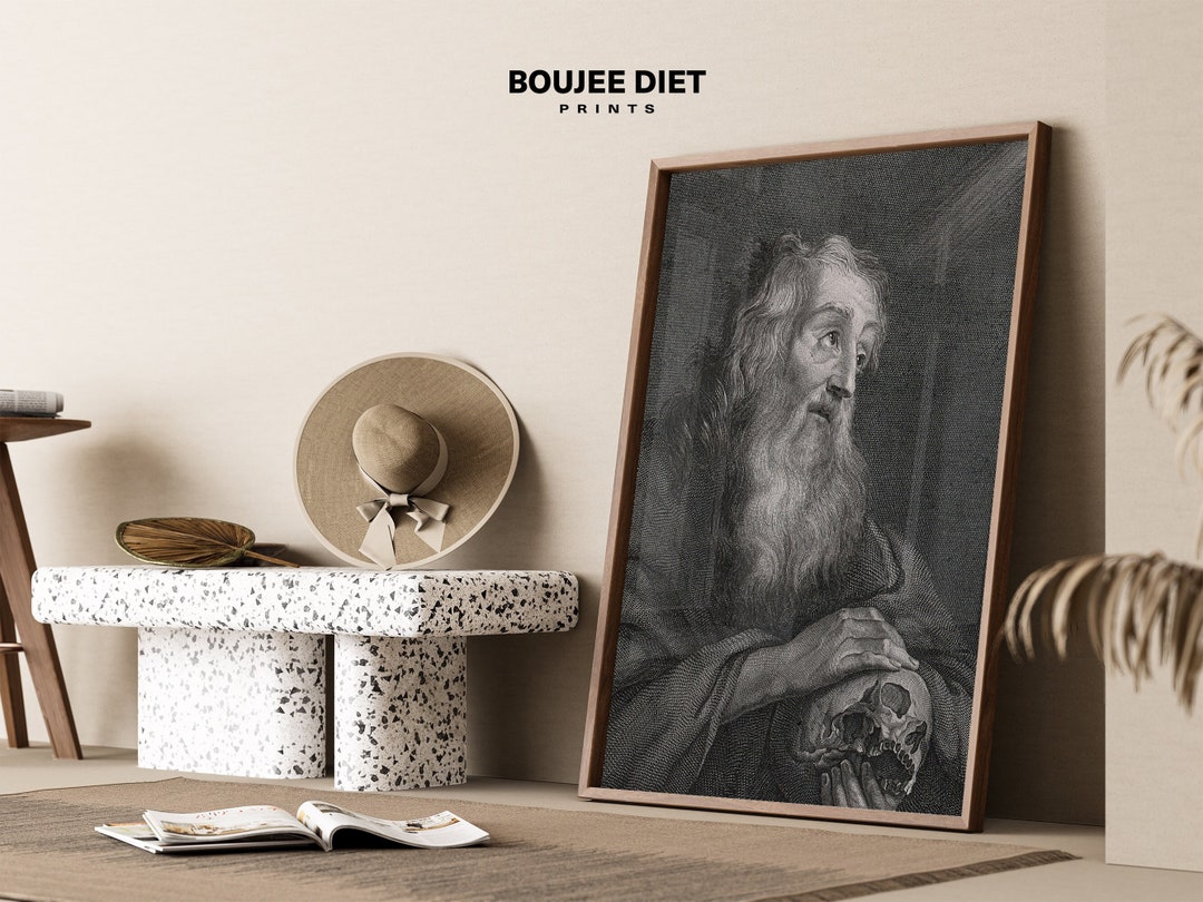 Gothic Monk Holding Skull Portrait Primitive Sketch Whimsigoth - Etsy