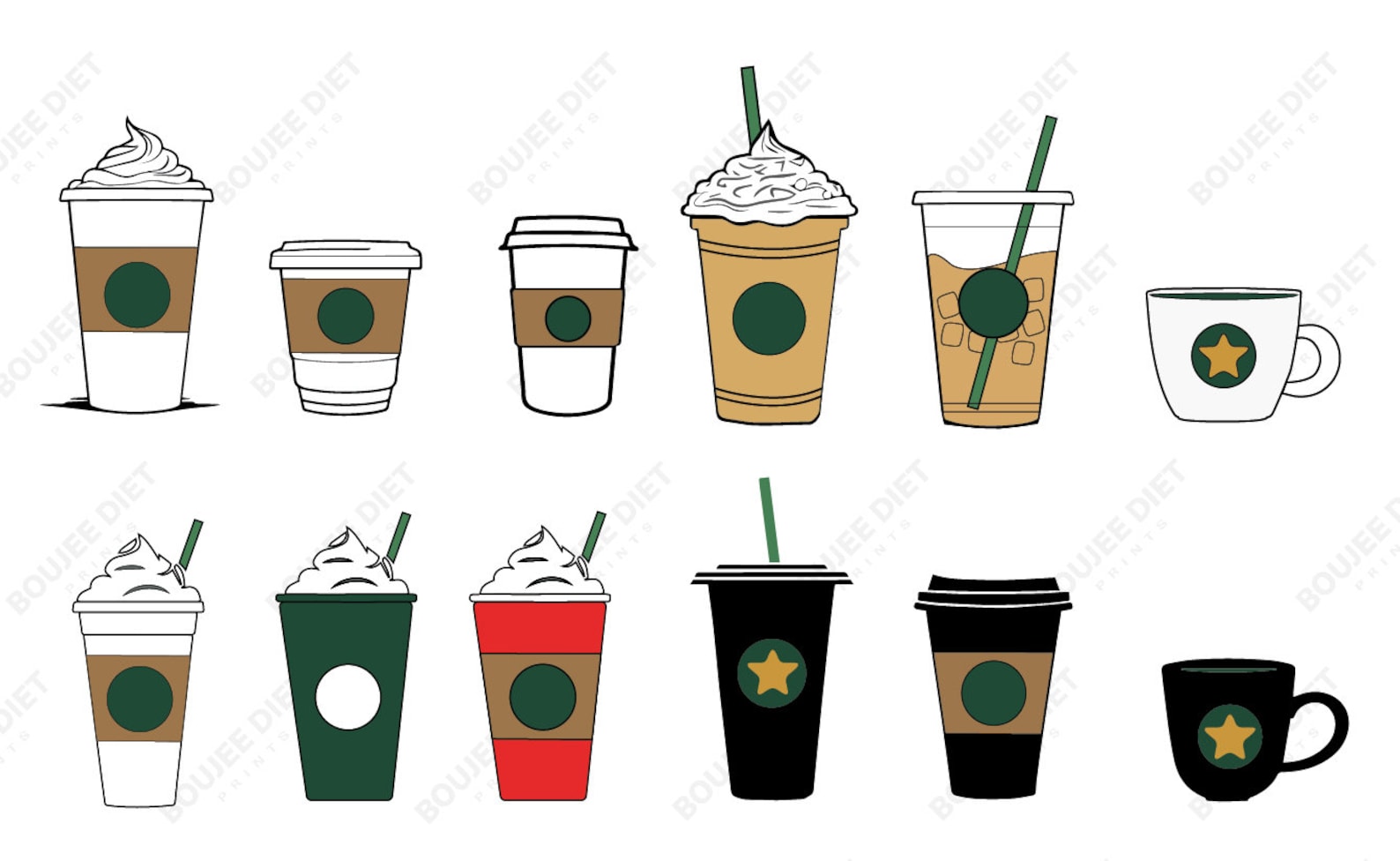 COFFEE CUP Bundle Svg Png Dxf Coffee Cup Clipart Bundle Color Cut File ...