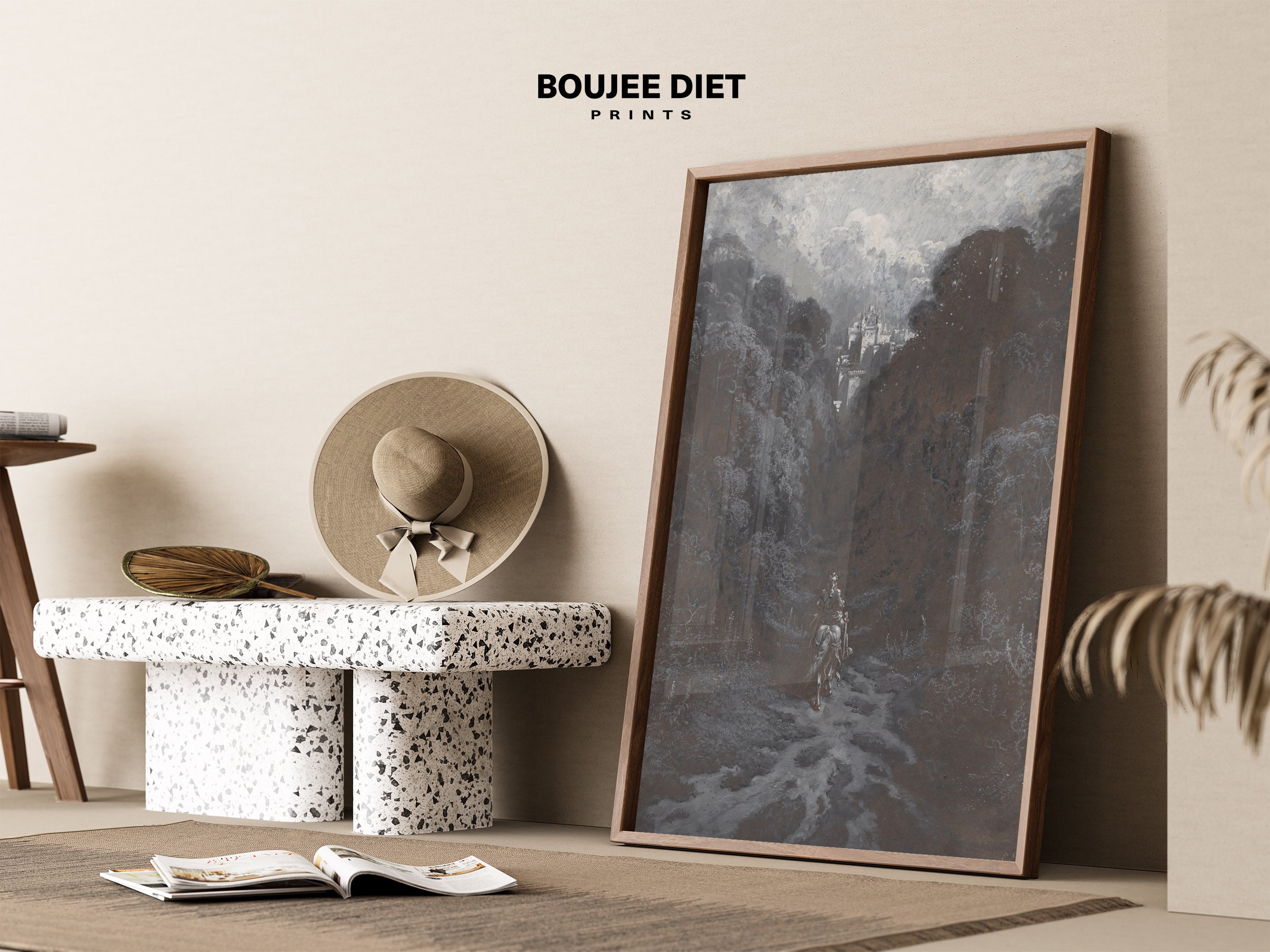 Medieval Knight Approaching Castle Digital Print Artistic Myth and ...