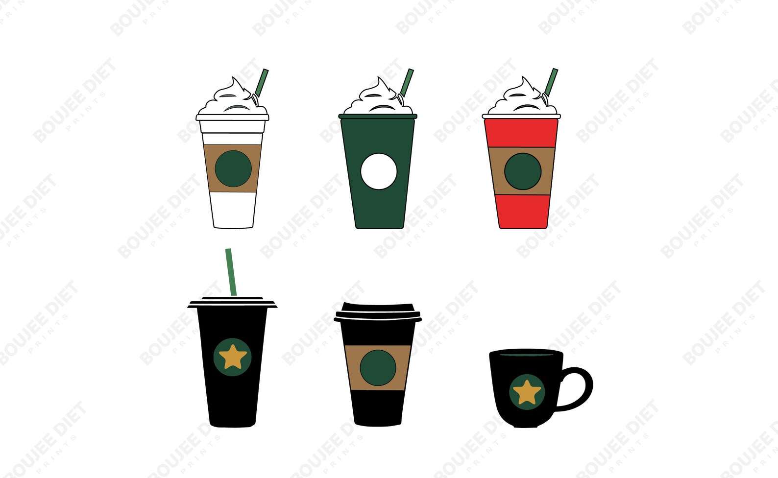COFFEE CUP Bundle Svg Png Dxf Coffee Cup Clipart Bundle Color Cut File ...