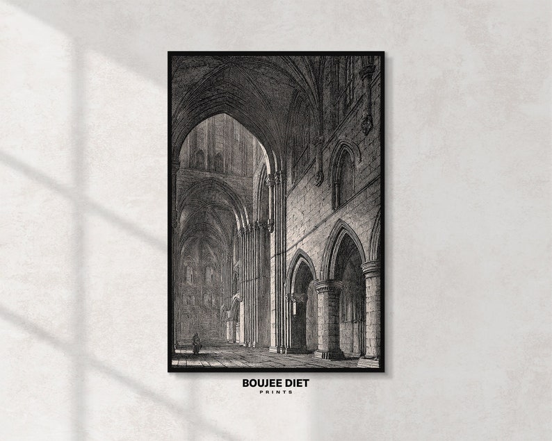 Gothic Architecture Sketch Art Vintage Architecture Wall Art Dark ...
