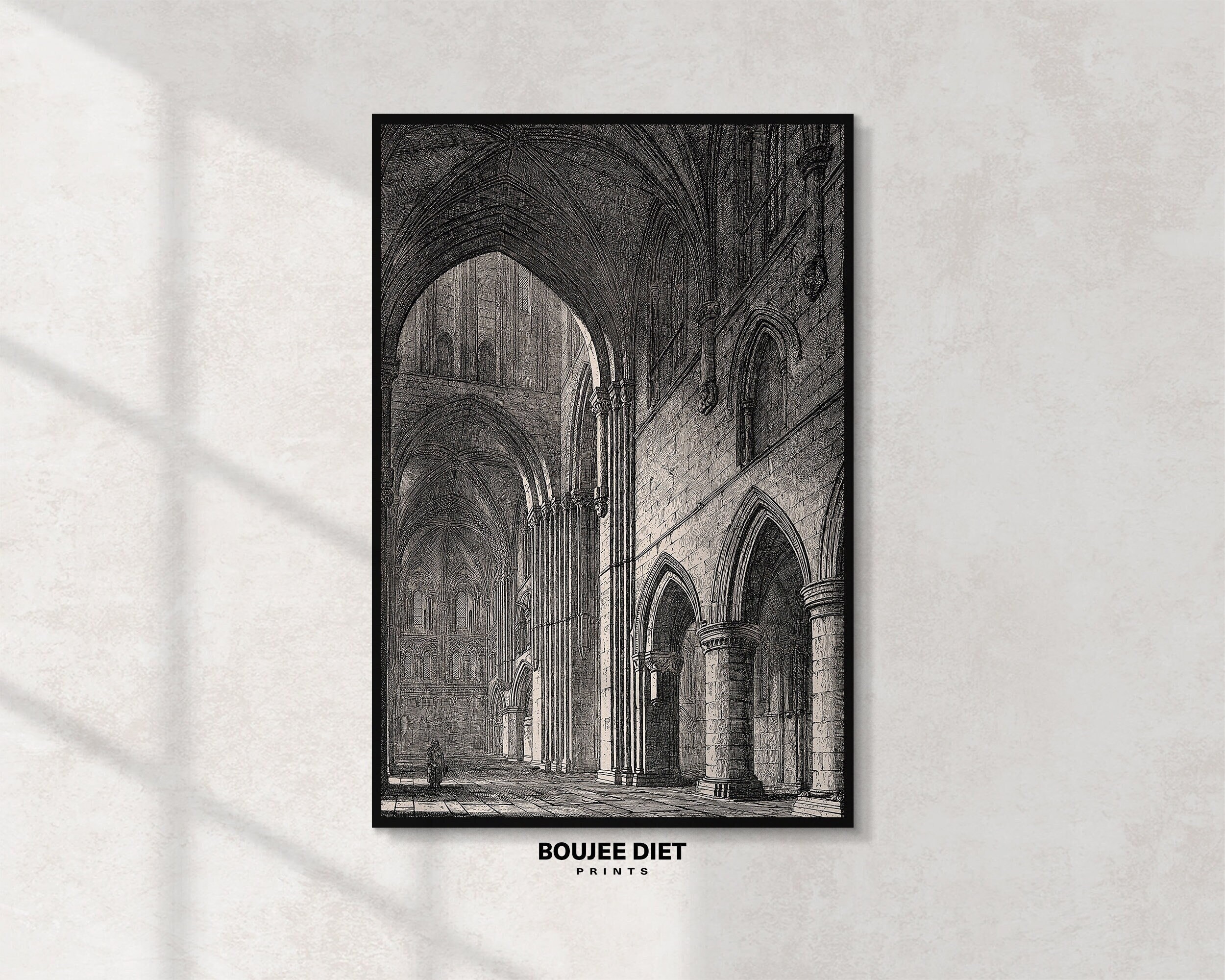 Gothic Architecture Sketch Art Vintage Architecture Wall Art Dark ...