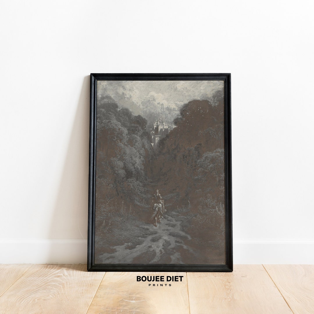 Medieval Knight Approaching Castle Digital Print Artistic Myth and ...