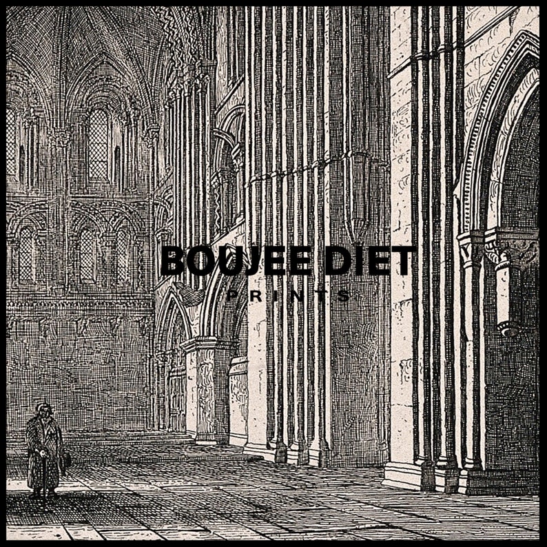 Gothic Architecture Sketch Art Vintage Architecture Wall Art Dark ...