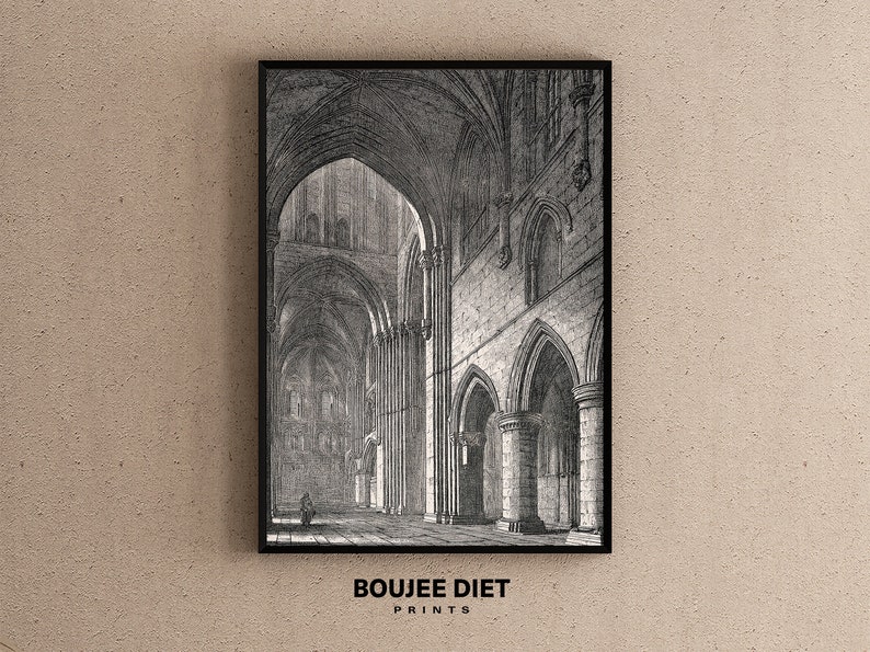 Gothic Architecture Sketch Art Vintage Architecture Wall Art Dark ...